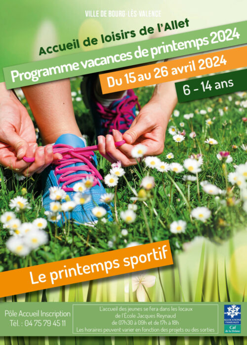Inscription Accueil de loisirs de L'Allet vacances de printemps 2024 - Ville de Bourg-les-Valence